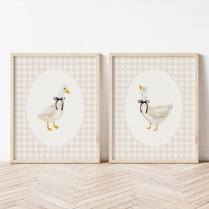 Goose Nursery Print Set, Vintage Goose Nursery Art, Baby Girl Nursery ...