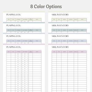 Breastfeeding Log, Pumping Log, Breast Pump Log, Breastmilk Inventory ...