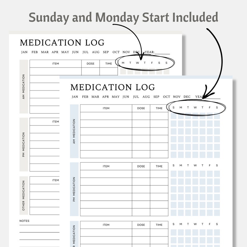 Printable Medication Log, Medicine Tracker List, Daily Medication ...