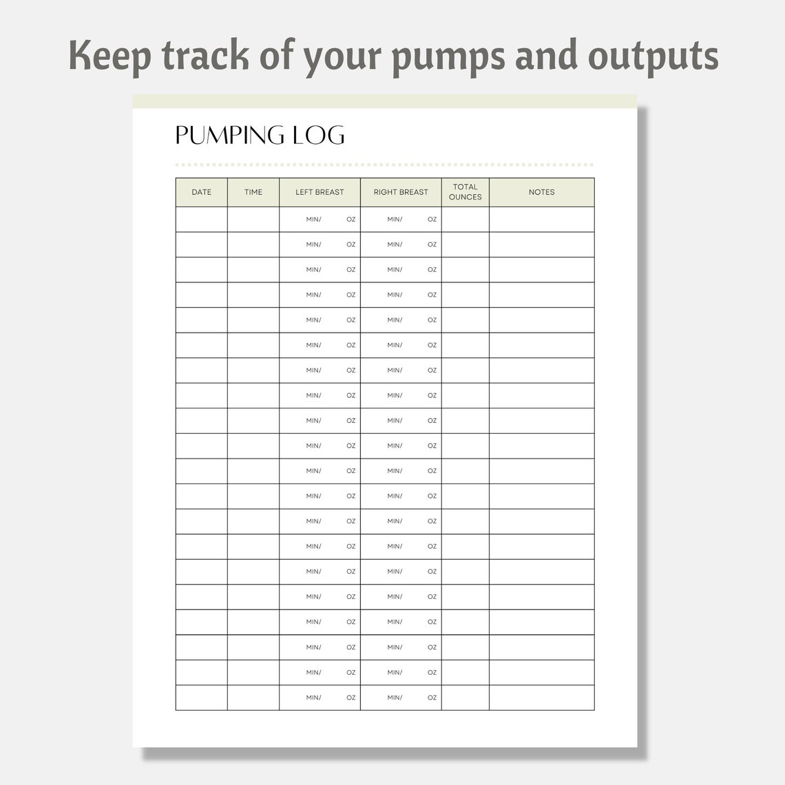 Breastfeeding Log Pumping Log Breastmilk Inventory Tracker - Etsy