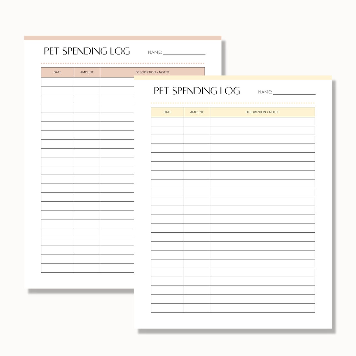 Printable Pet Spending Log, Dog Finance, Cat Finance, Puppy Cost ...