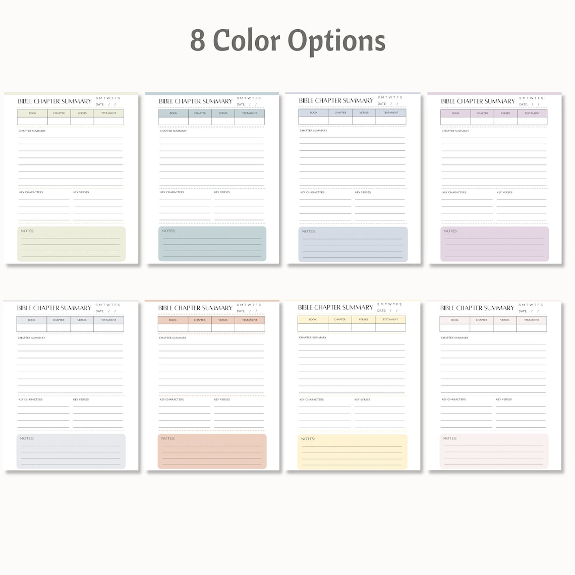 Printable Bible Study Template, Bible Chapter Summary Worksheet, Adult ...