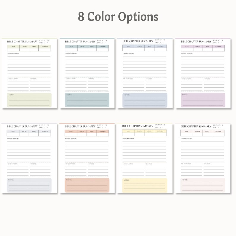 Printable Bible Study Template, Bible Chapter Summary Worksheet, Adult ...