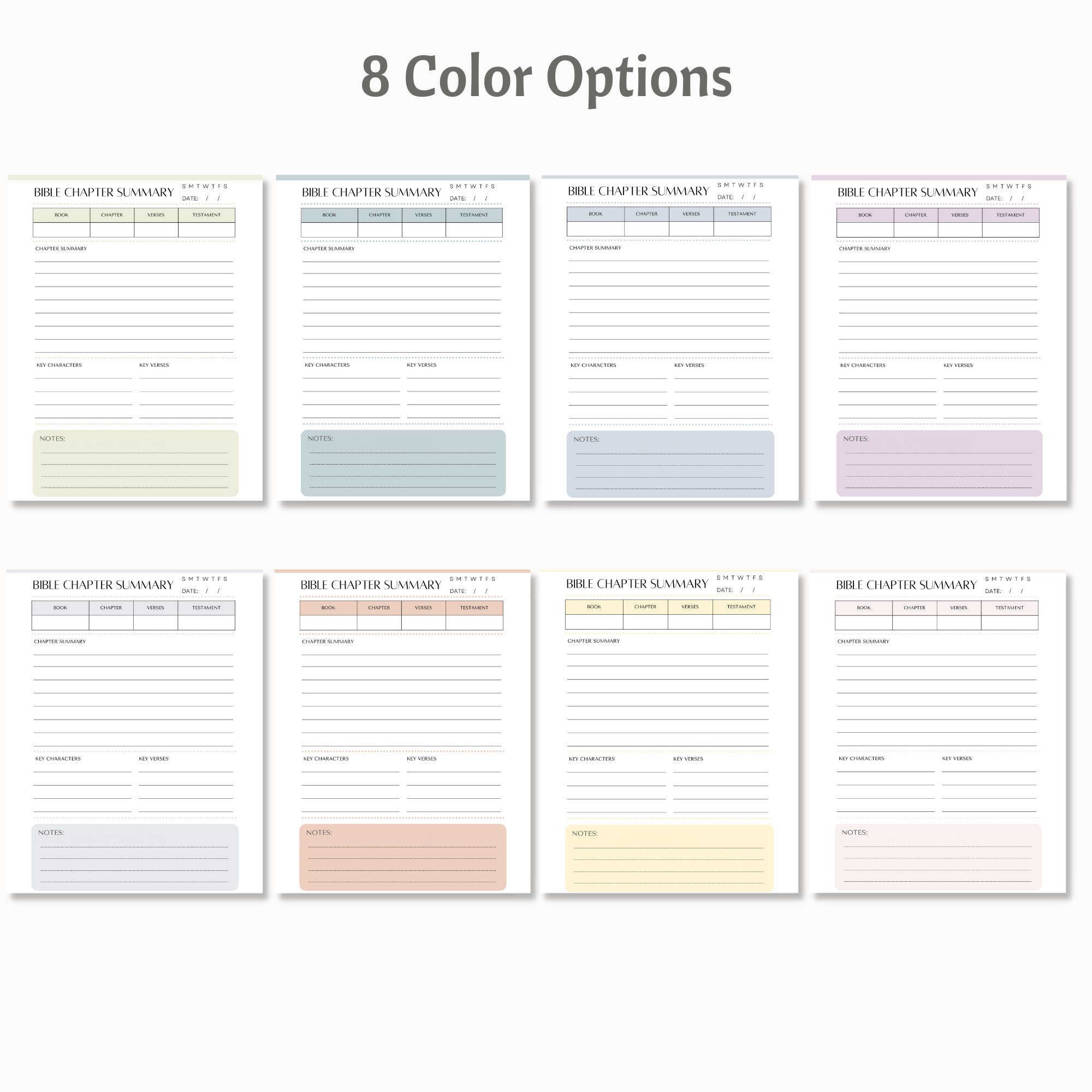 Printable Bible Study Template, Bible Chapter Summary Worksheet, Adult ...