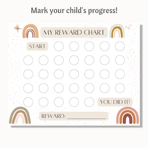 Boho Rainbow Reward Chart Printable Sticker Chart Rainbow - Etsy