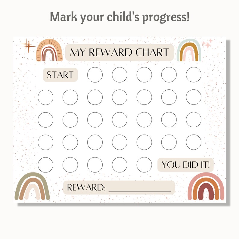 Printable Reward Chart, Kids Sticker Chart, Boho Kids Sticker Reward ...
