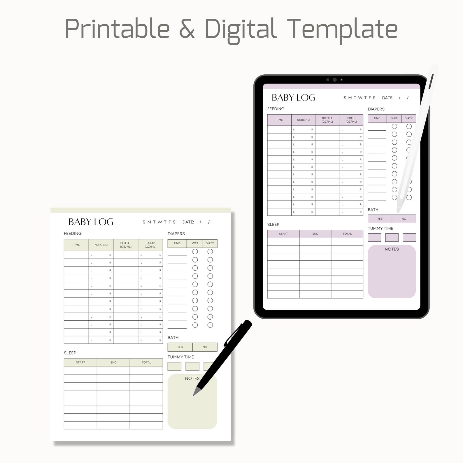 Baby Care Daily Log, Postpartum Tracker, Infant Log, New Mom Baby ...