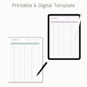 Printable Referral Tracker, Referral Contacts, Medical Referral Sheet ...