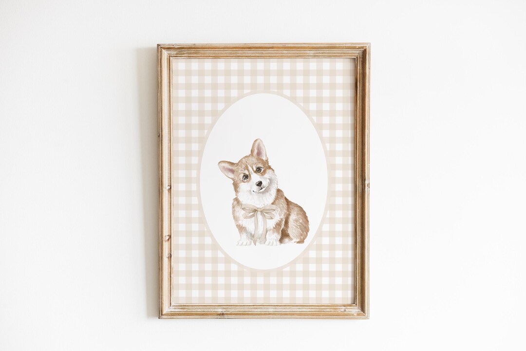 Corgi Nursery Decor, Watercolor Dog Print, Gender Neutral Nursery, Boy ...
