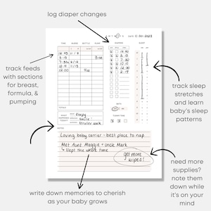 Newborn Daily Care Log, Breastfeeding Log, Baby Milestone Tracker ...