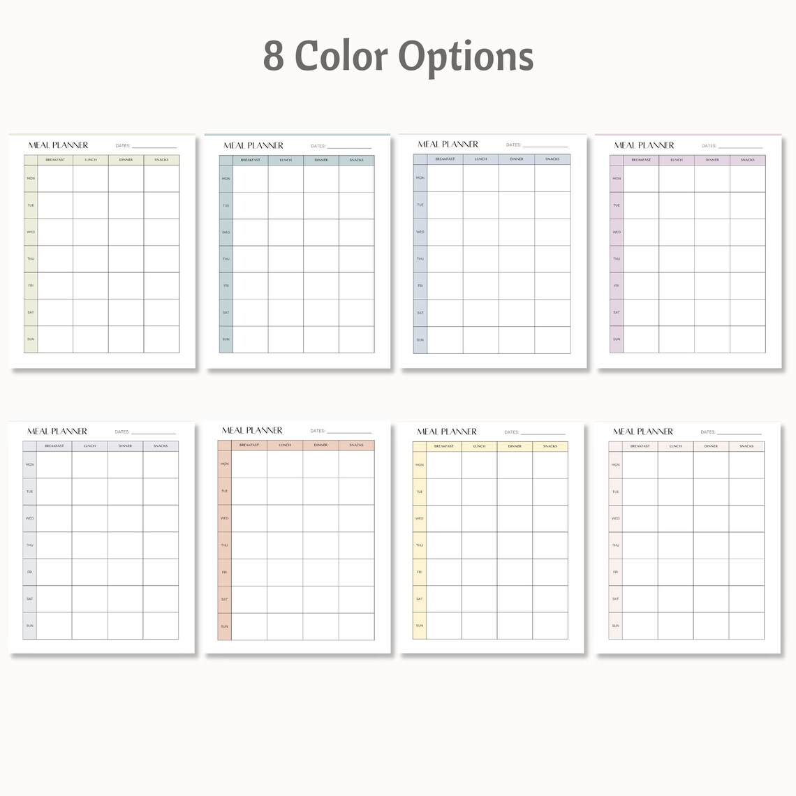 Printable Weekly Meal Planner, Weekly Meal Prep Template, Dinner Plans ...