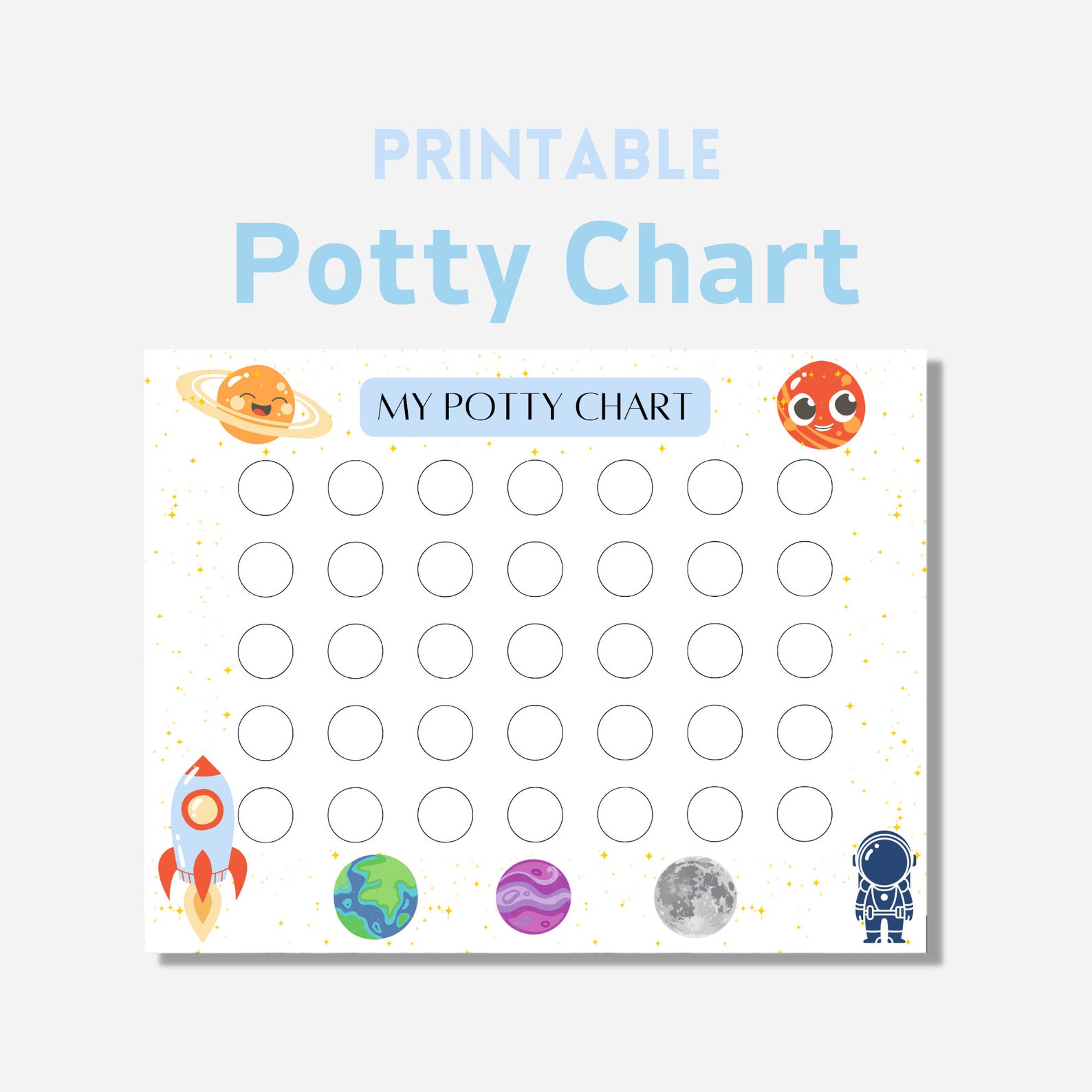 Space Potty Chart, Astronaut Potty Training Chart, Sticker Potty Chart ...