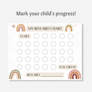Boho Rainbow Reward Chart, Printable Sticker Chart, Rainbow Chart ...