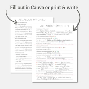 Editable All About My Child Template, Printable Daycare All About Me ...