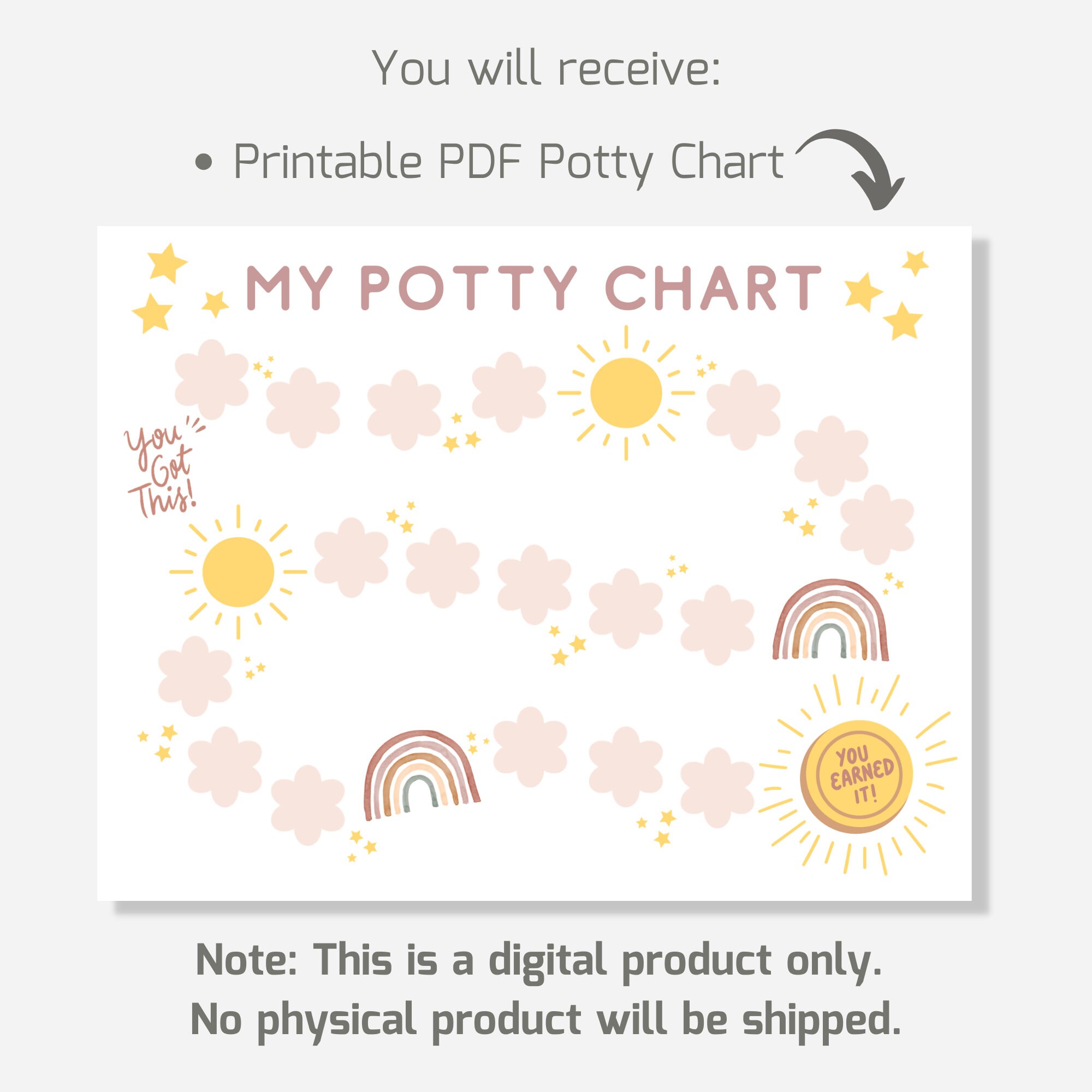 Boho Rainbow Potty Chart, Potty Training Chart, Sticker Potty Chart ...