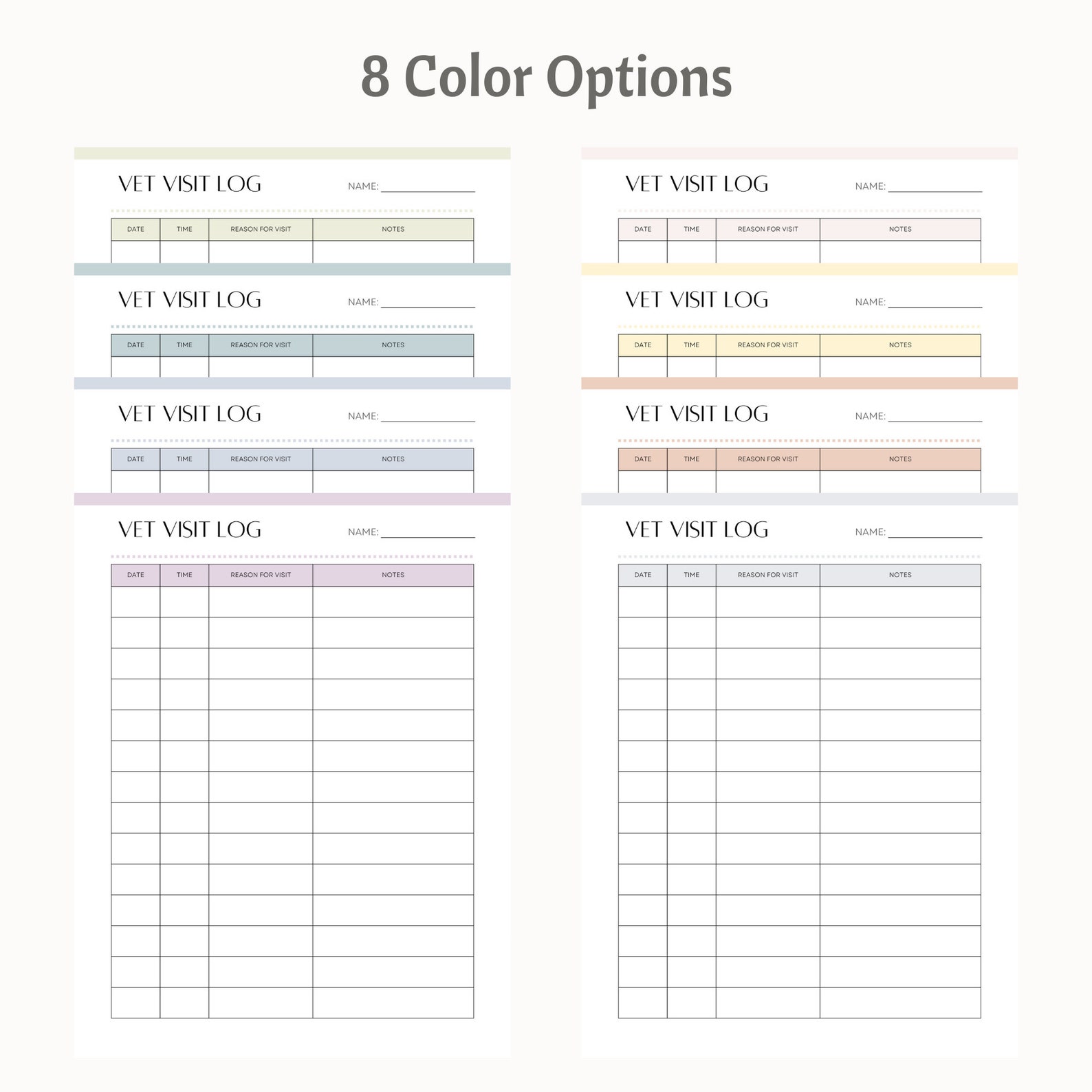 Printable Pet Vet Visit Log, Vet Notes, Dog Vet Visit, Cat Vet Visit ...