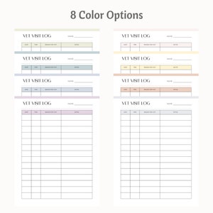 Printable Pet Vet Visit Log, Vet Notes, Dog Vet Visit, Cat Vet Visit ...