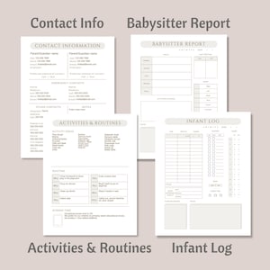 Fillable Babysitter Binder PDF, Printable Babysitter Planner, New ...