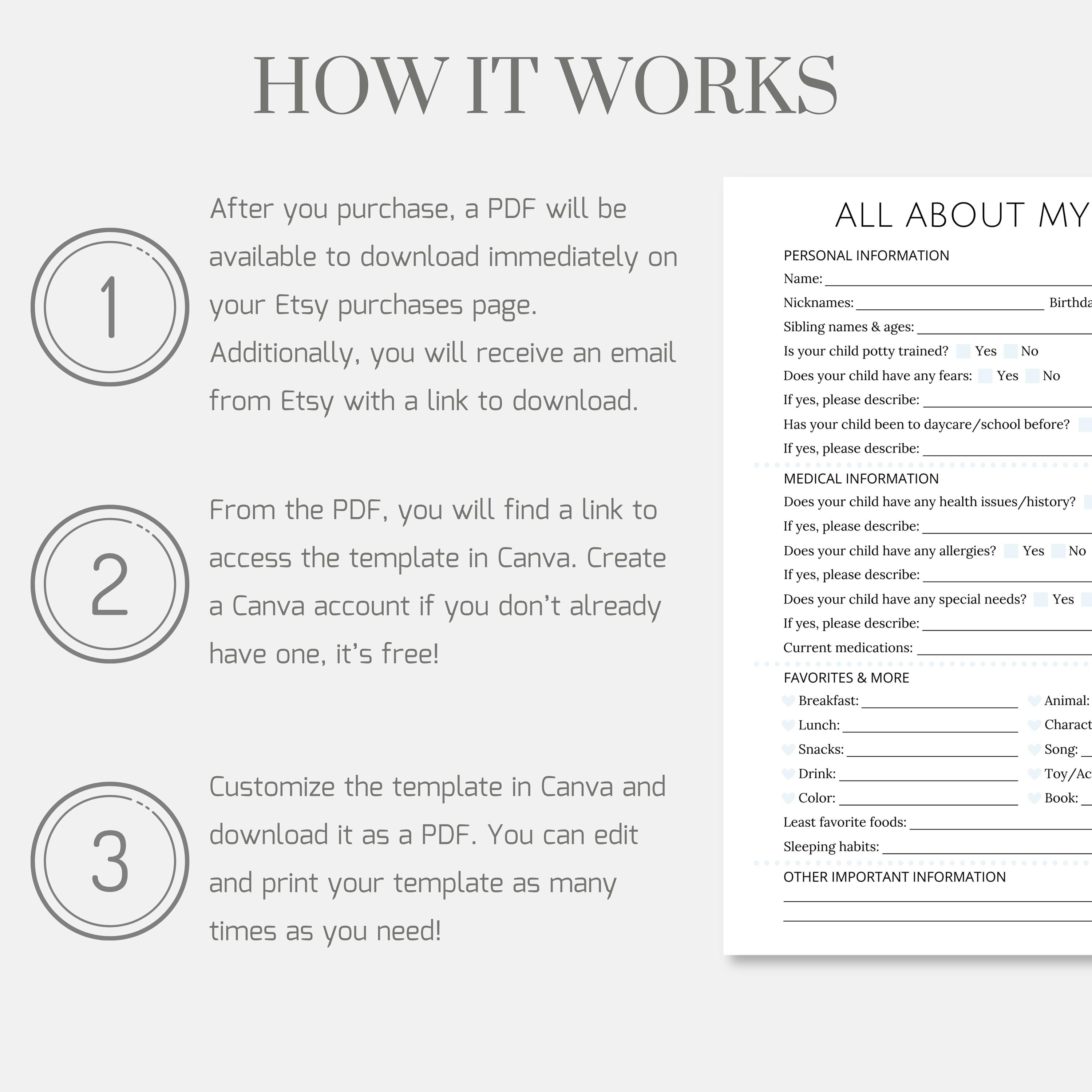 Editable All About My Child Template, Printable Daycare All About Me ...