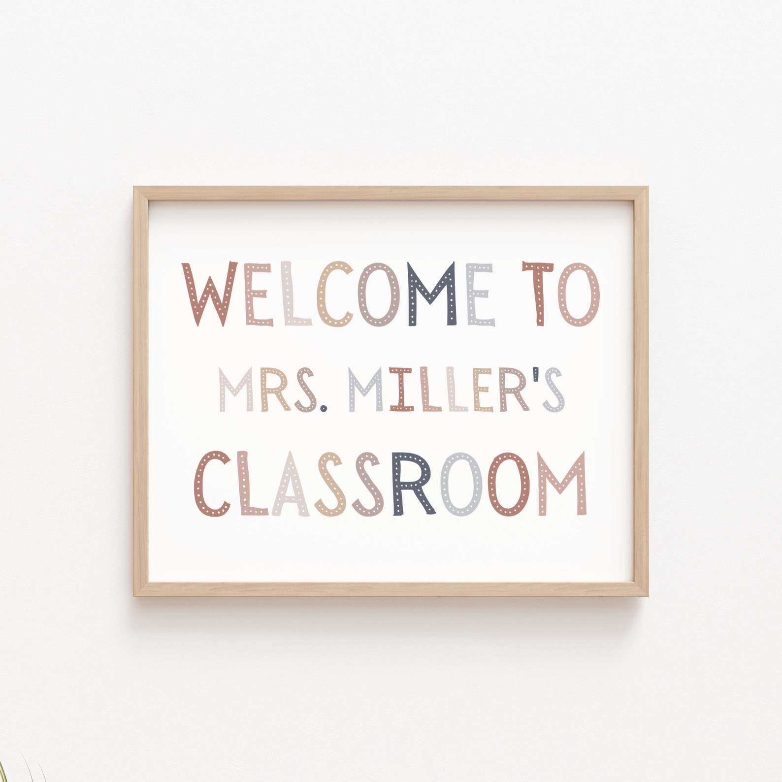 Printable Classroom Wall Art Welcome Teacher Name Sign Print Boho ...