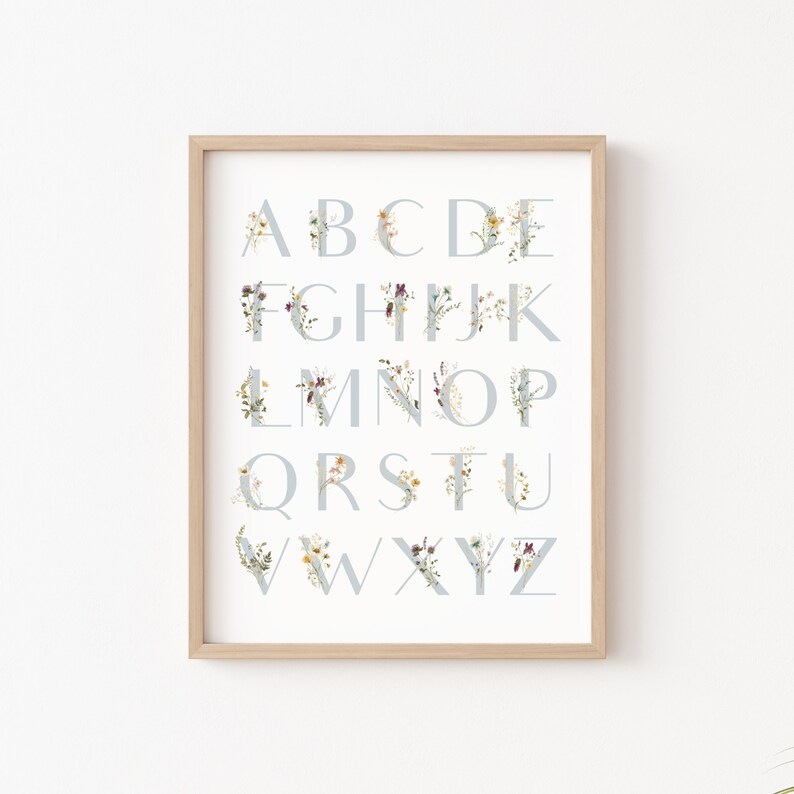 Wildflower Alphabet Poster, Floral Alphabet Print, Printable ...