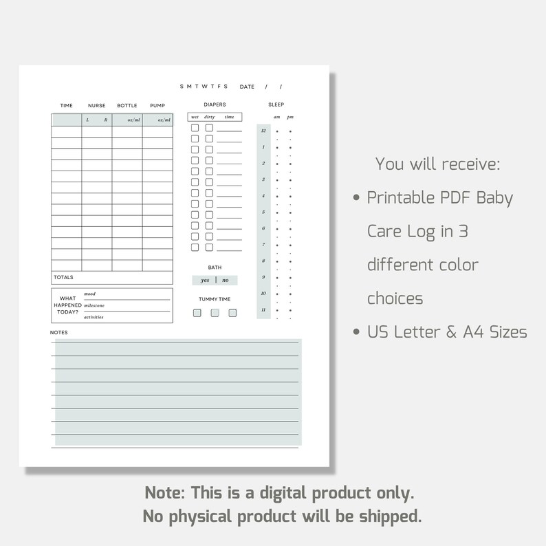 Newborn Daily Care Log, Breastfeeding Journal, Baby Milestone Tracker ...