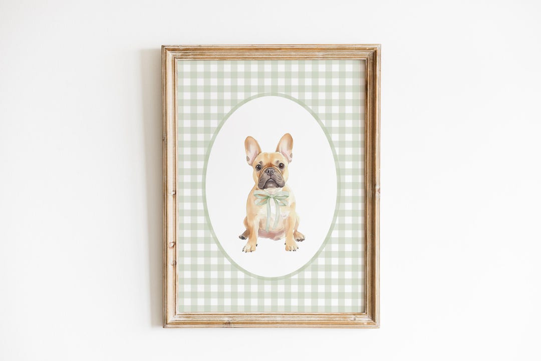 Cream French Bulldog Nursery Decor, Watercolor Frenchie Dog Nursery ...