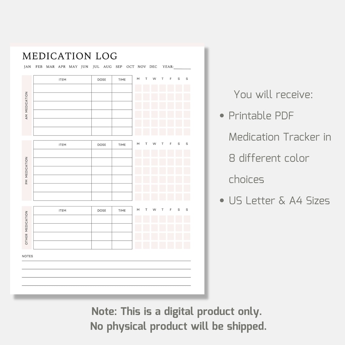 Printable Medication Log, Medicine Tracker List, Daily Medication Given ...