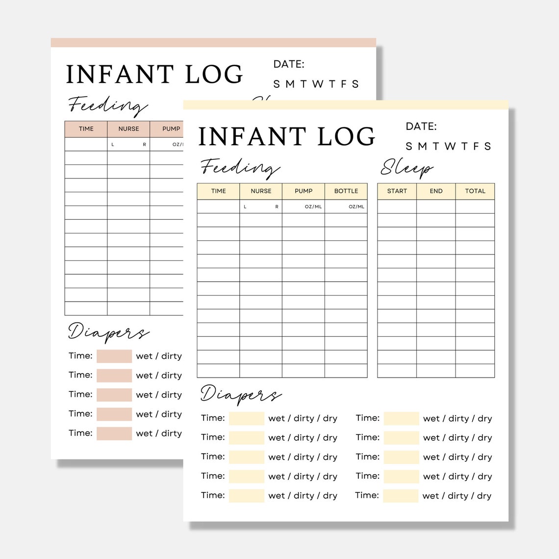 Newborn Daily Care Log, Infant Log, Breastfeeding Log, Postpartum Baby ...