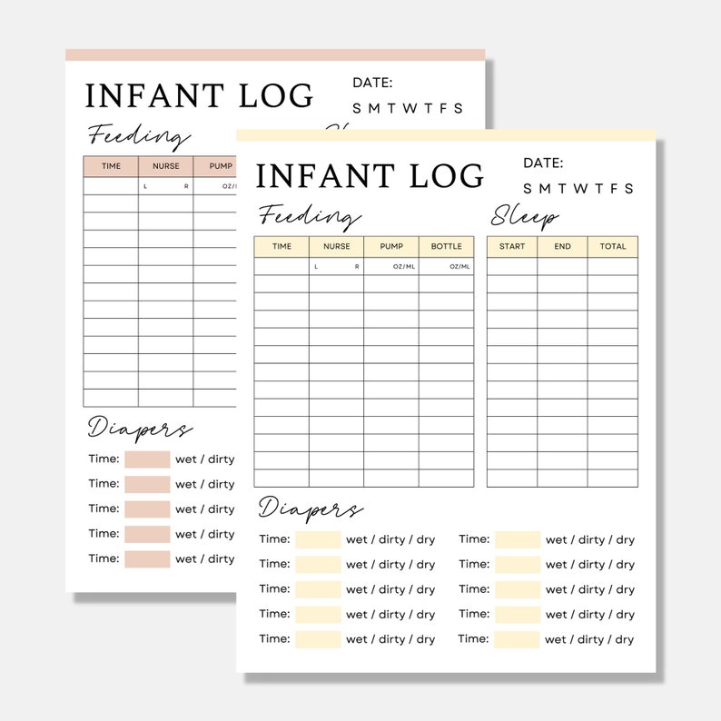 Newborn Daily Care Log, Infant Log, Breastfeeding Log, Postpartum Baby ...