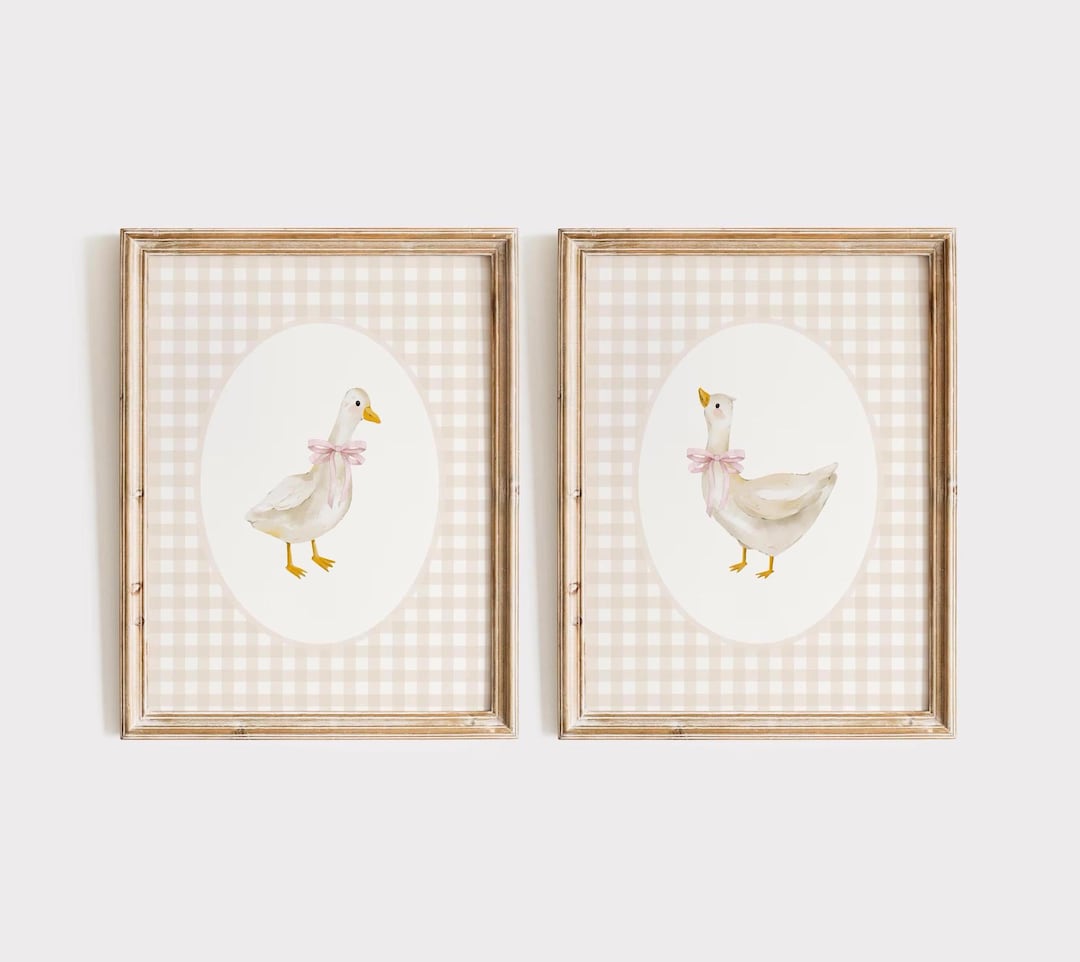 Goose Nursery Print Set, Vintage Goose Nursery Art, Baby Girl Nursery ...