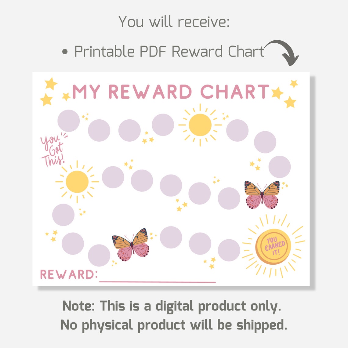 Boho Butterfly Reward Chart, Printable Sticker Chart, Toddler Reward ...