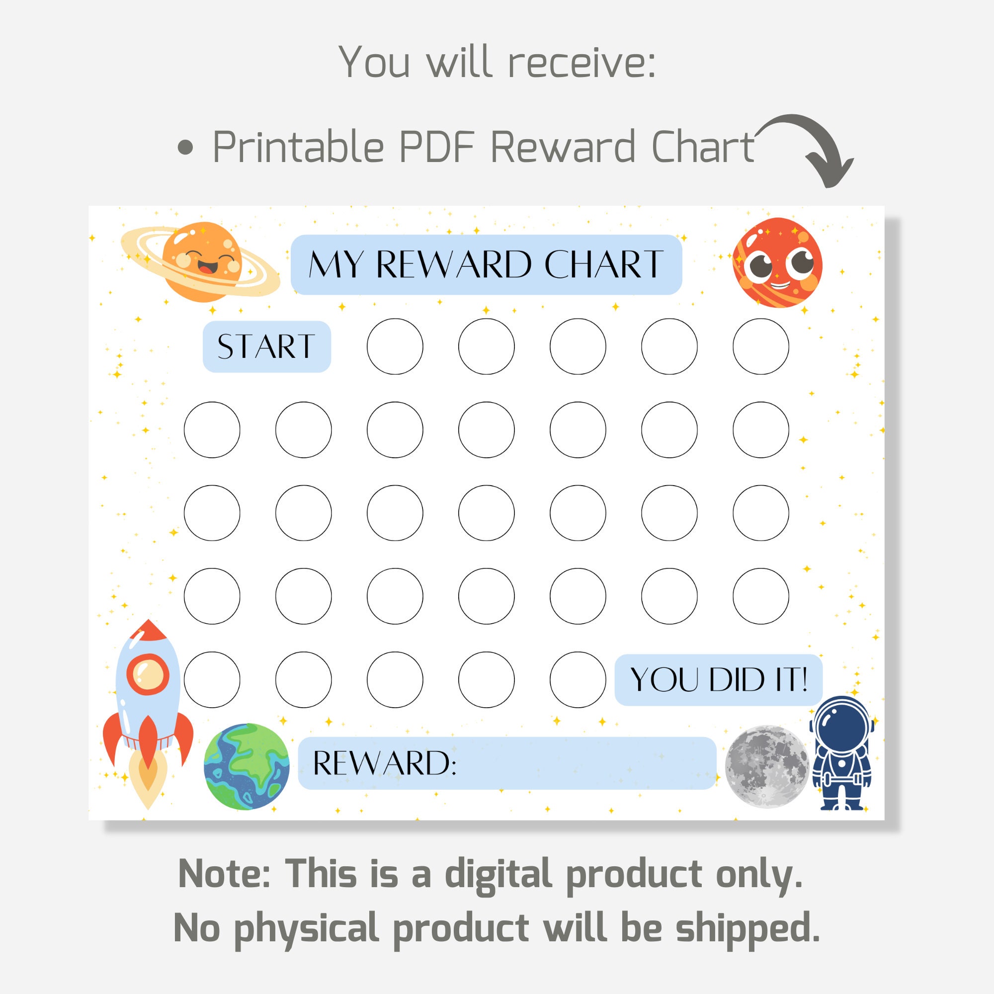 Space Reward Chart, Printable Sticker Chart, Space Chart, Chore Chart ...
