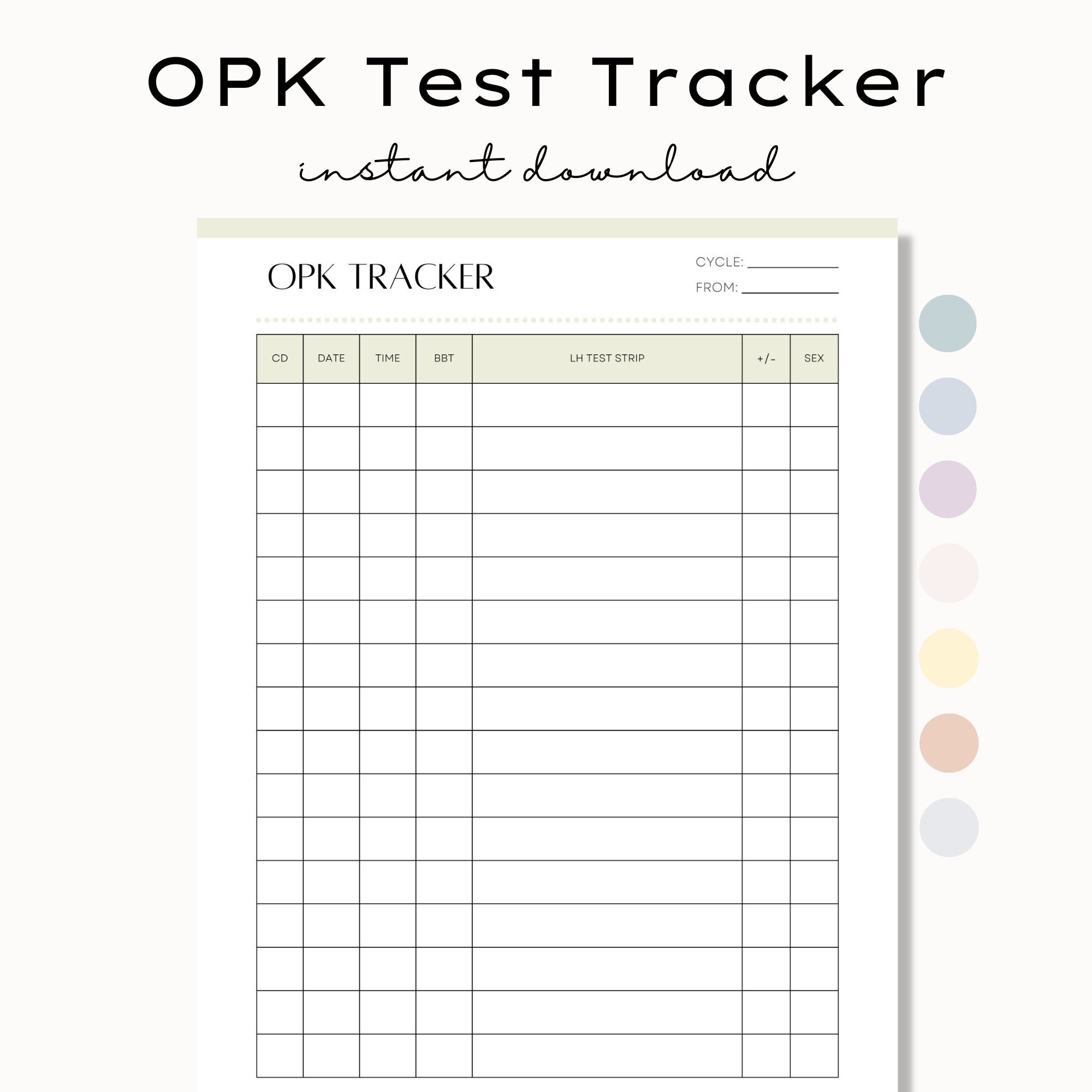 Printable OPK Ovulation Test Tracker, Fertility Tracker, TTC Planner ...