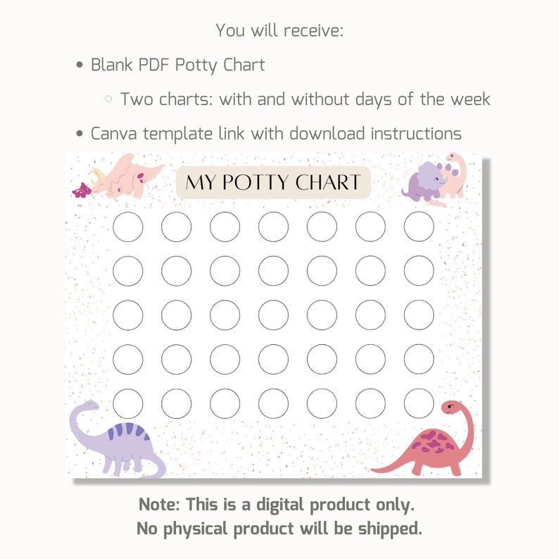 Dinosaur Potty Chart Dino Potty Training Chart Sticker Potty - Etsy