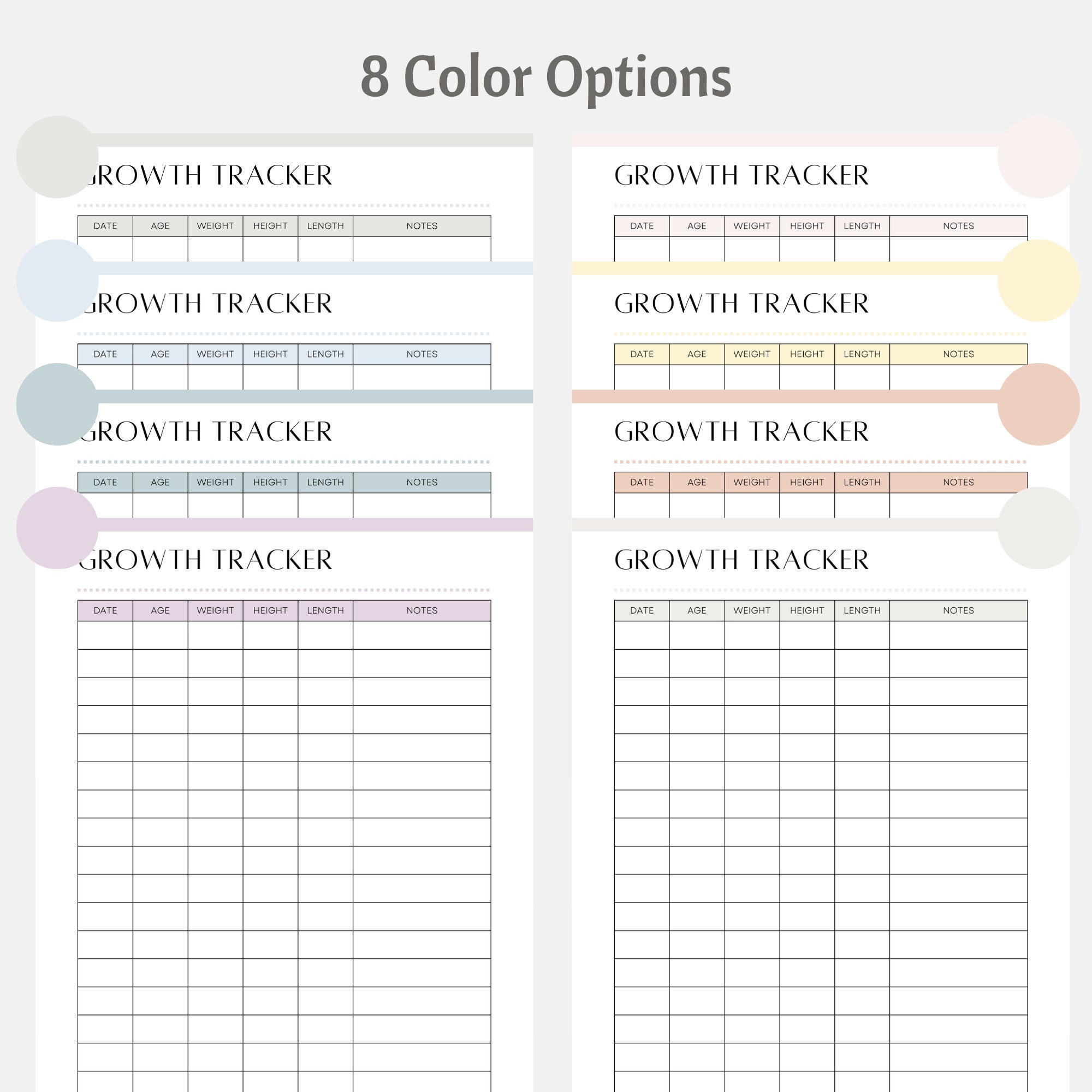 Printable Pet Growth Tracker, Puppy Growth Chart, Kitten Weight Chart ...