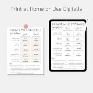 Printable Breast Milk Storage Guidelines Sheet, Breastmilk Reference ...