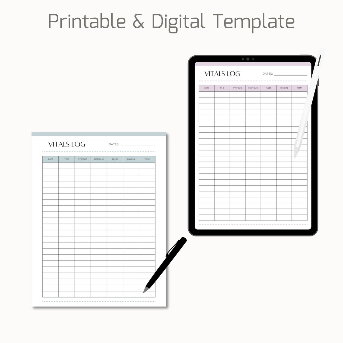 Printable Vitals Tracker, Vitals Log Sheet, Vital Sign Log, Nursing ...