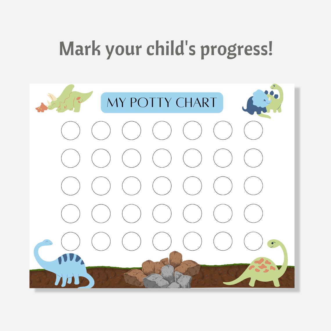 Dinosaur Potty Chart, Dino Potty Training Chart, Sticker Potty Chart ...