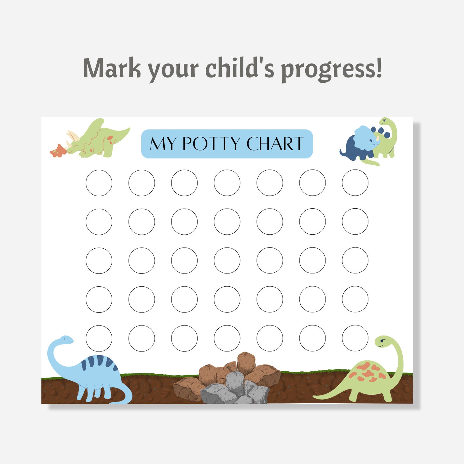 Dinosaur Potty Chart, Dino Potty Training Chart, Sticker Potty Chart ...