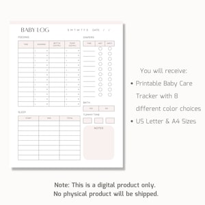 Baby Care Daily Log, Postpartum Tracker, Infant Log, New Mom Baby ...