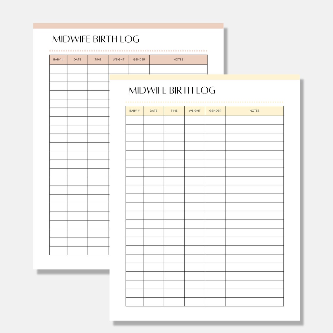 Printable Midwife Birth Log, Student Midwife Delivery Log, Midwife ...