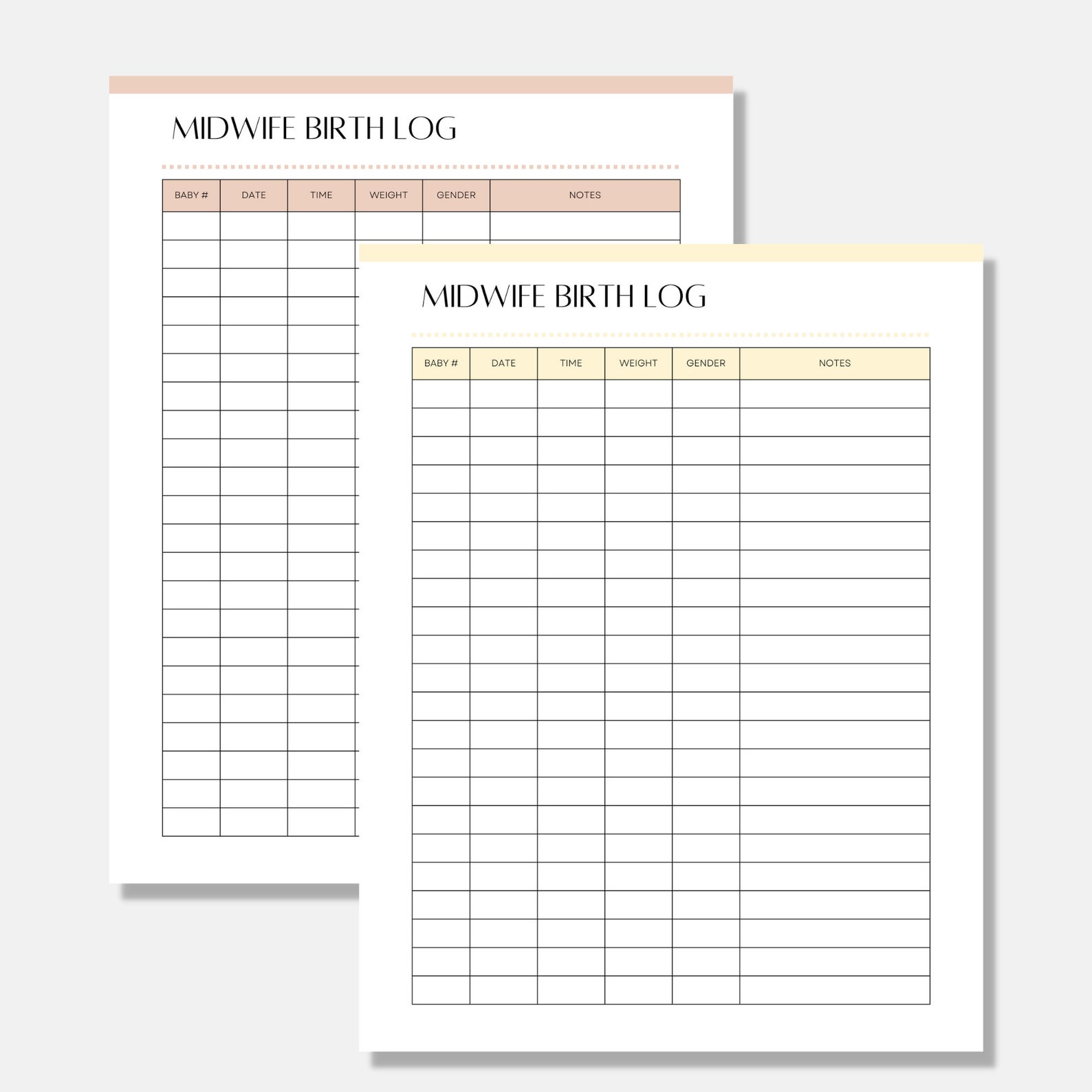 Printable Midwife Birth Log, Student Midwife Delivery Log, Midwife ...