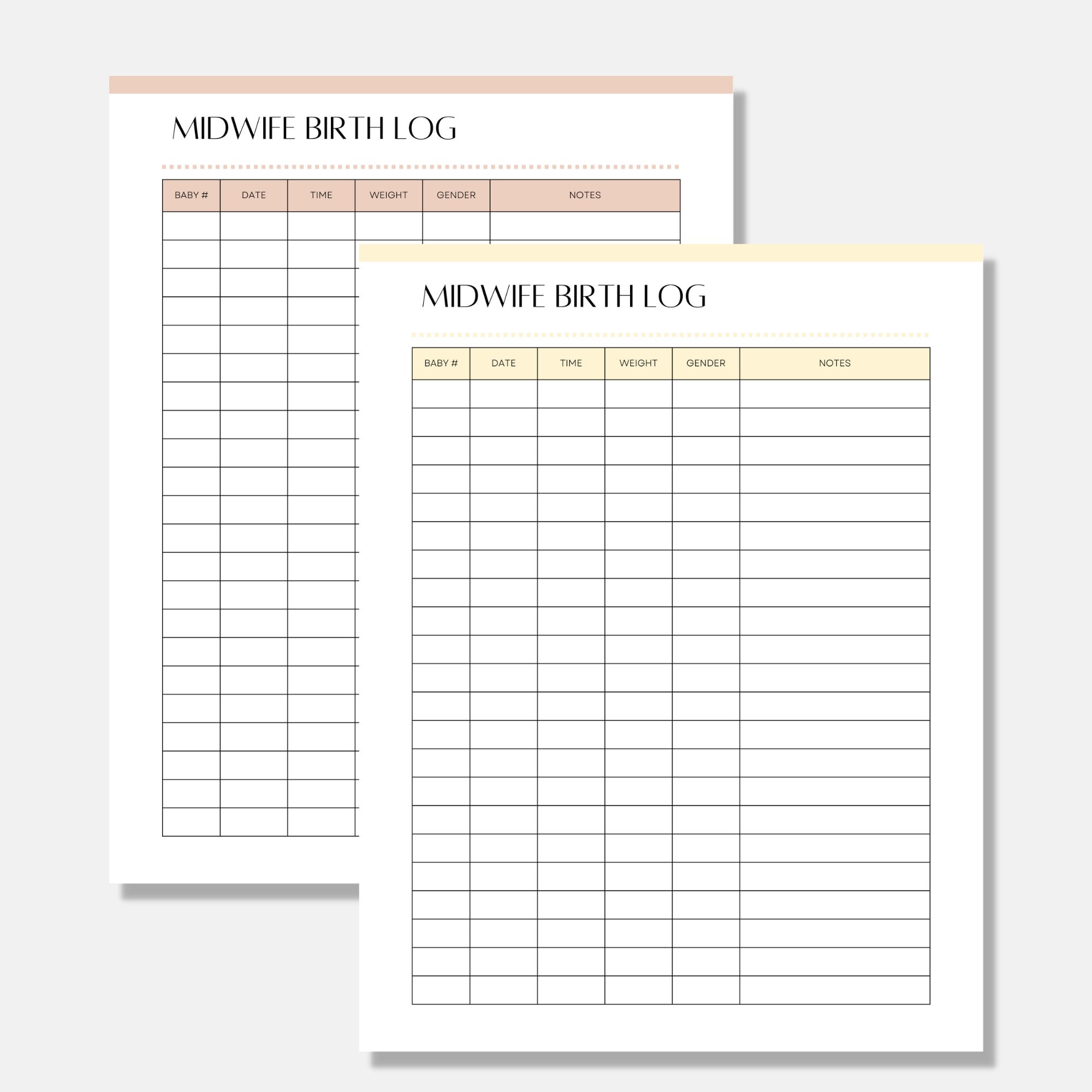 Printable Midwife Birth Log, Student Midwife Delivery Log, Midwife ...