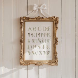Set of 2 Floral Alphabet Numbers Poster, Wildflower Alphabet Poster ...