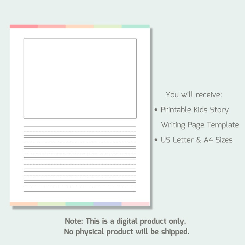 Printable Kids Story Paper, Write & Draw Journal Page, Story Template ...