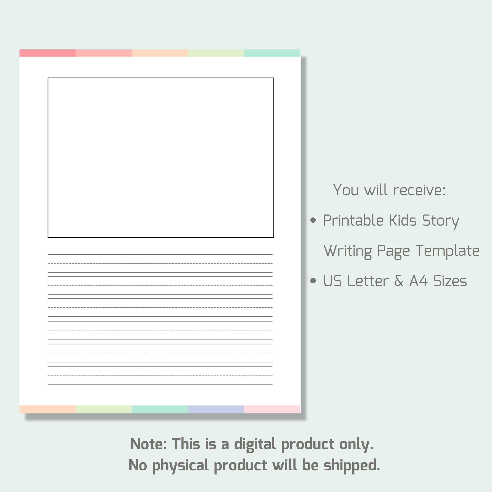 Printable Kids Story Paper, Write & Draw Journal Page, Story Template ...