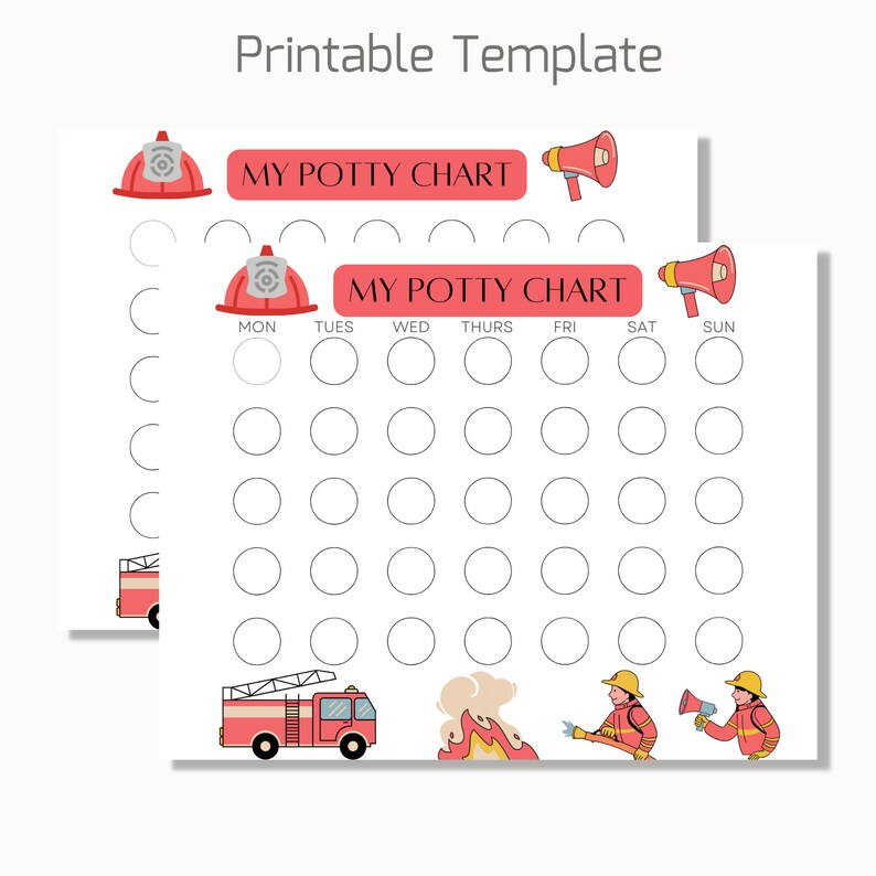 Fire Truck Potty Chart Potty Training Chart Sticker Potty - Etsy