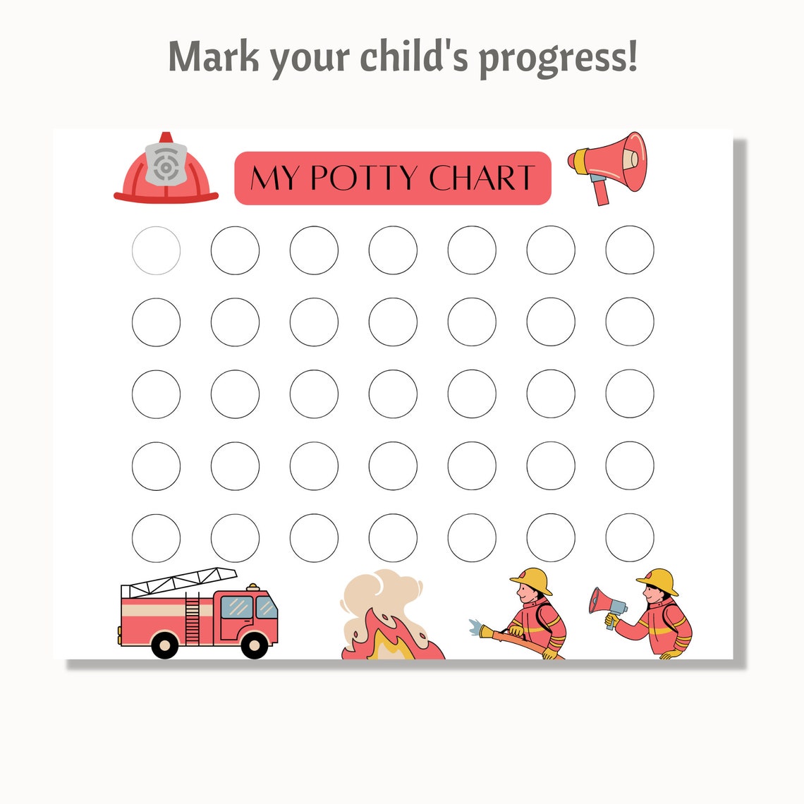 Fire Truck Potty Chart Potty Training Chart Sticker Potty - Etsy