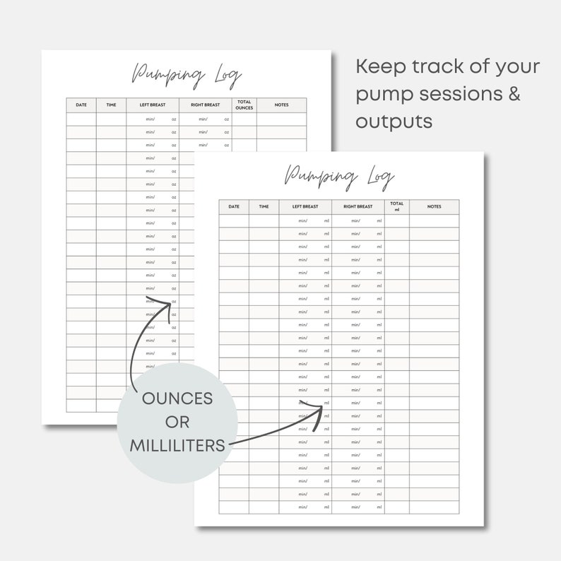 Breastfeeding Log, Pumping Log, Breast Pump Log, Breastmilk Inventory ...